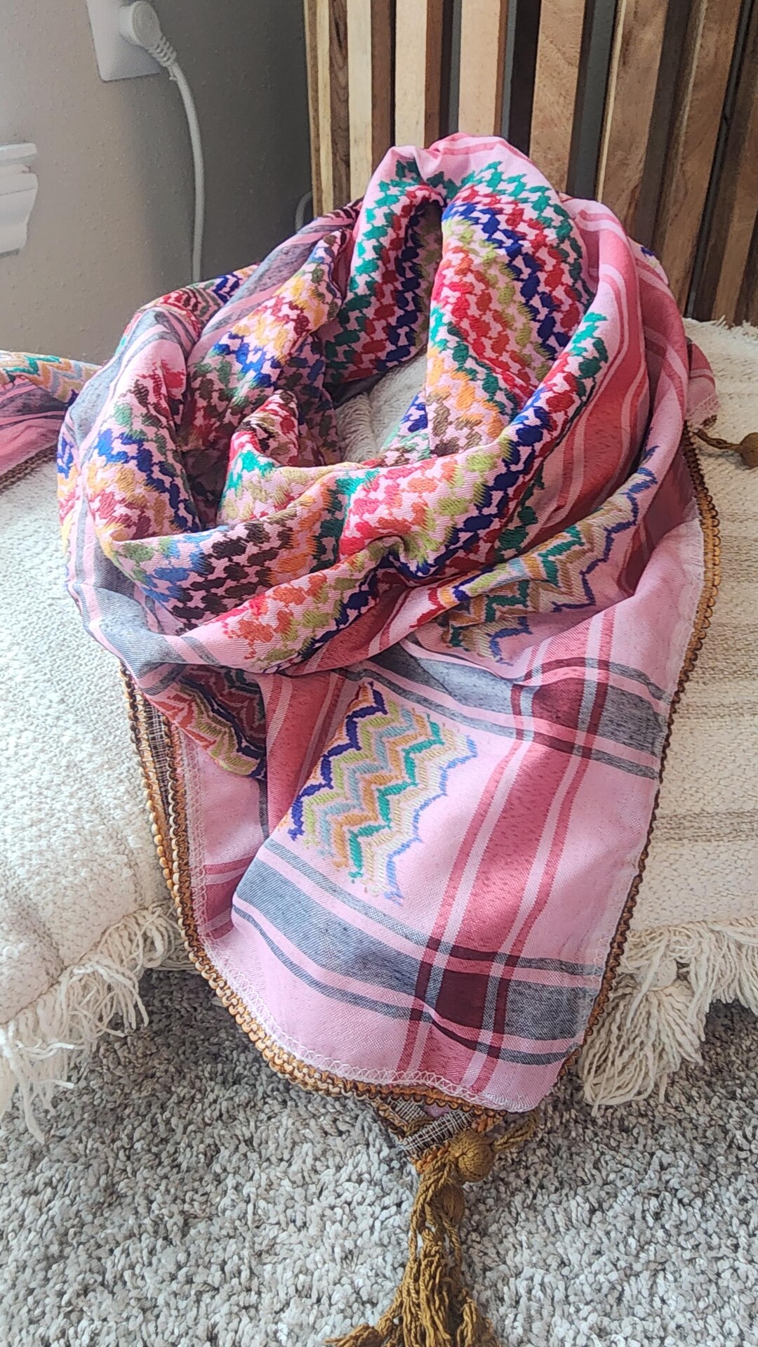Vibrant Keffiyeh Hatta– Made in Jordan | Colorful Boho Heritage Scarf ...