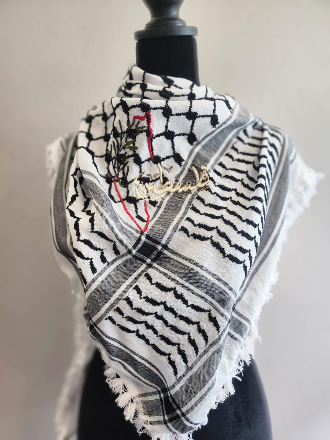 Unisex Keffiyeh Unisex Half Keffiyeh Scarf Wrap | Palestinian Tatreez ...