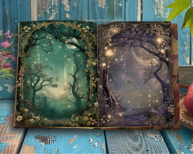Mystical Forest Junk Journal Pages: Scrapbook Paper Pack (digital ...
