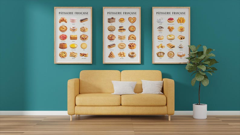 French Pastry Kitchen Print Set: Parisian Bakery Art (digital Download ...