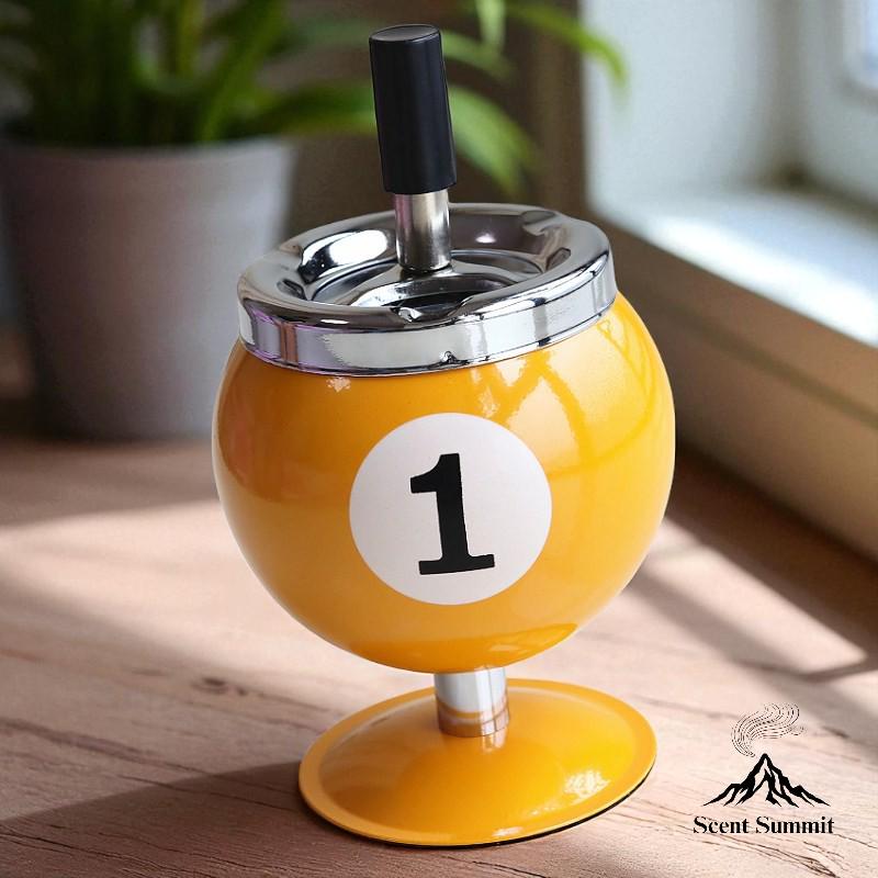 Billiard Ball Ashtray With Lid – Metal Decorative Ashtray for Office or ...