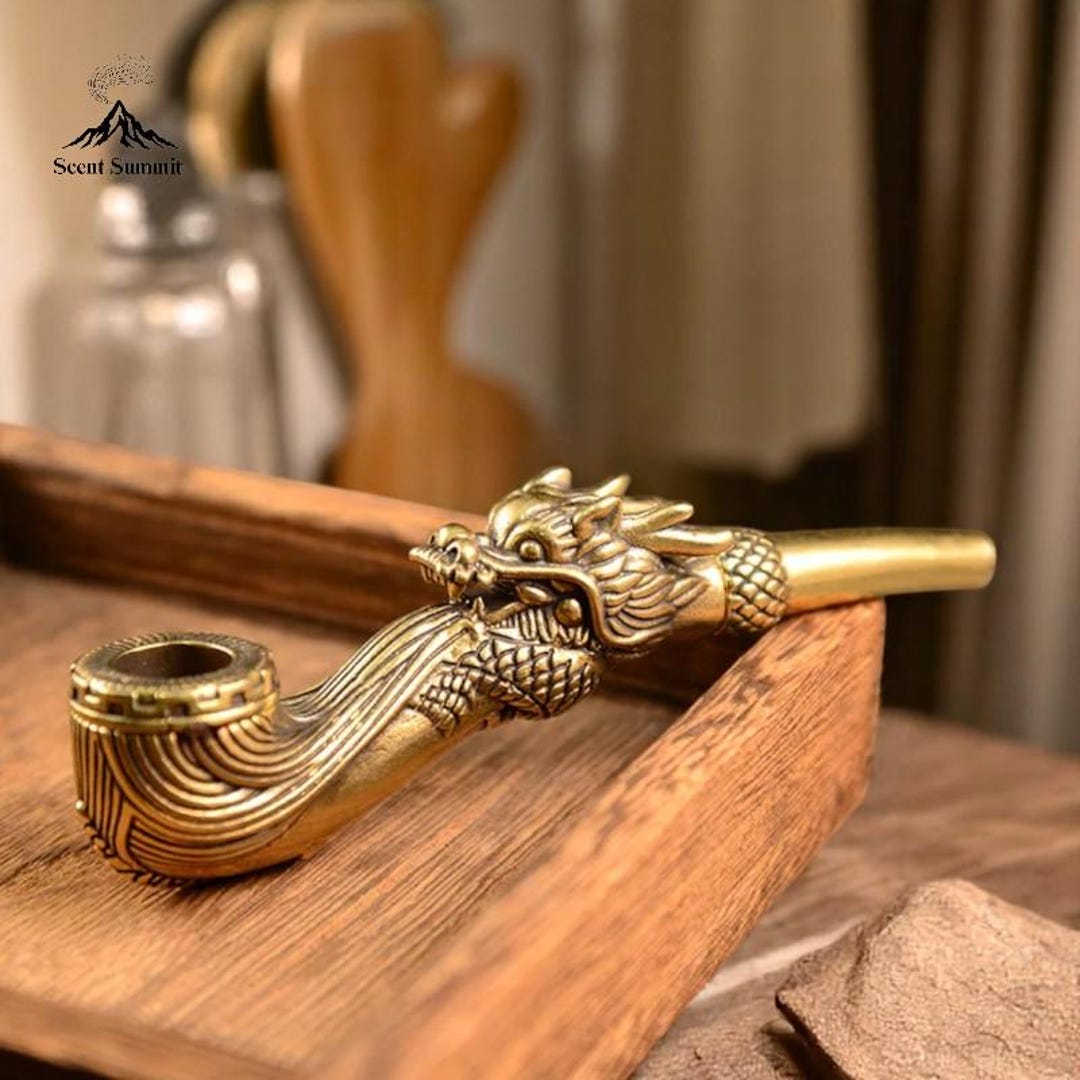 Vintage Brass Tobacco Pipe – Dragon Head Design | Durable Metal Smoking ...