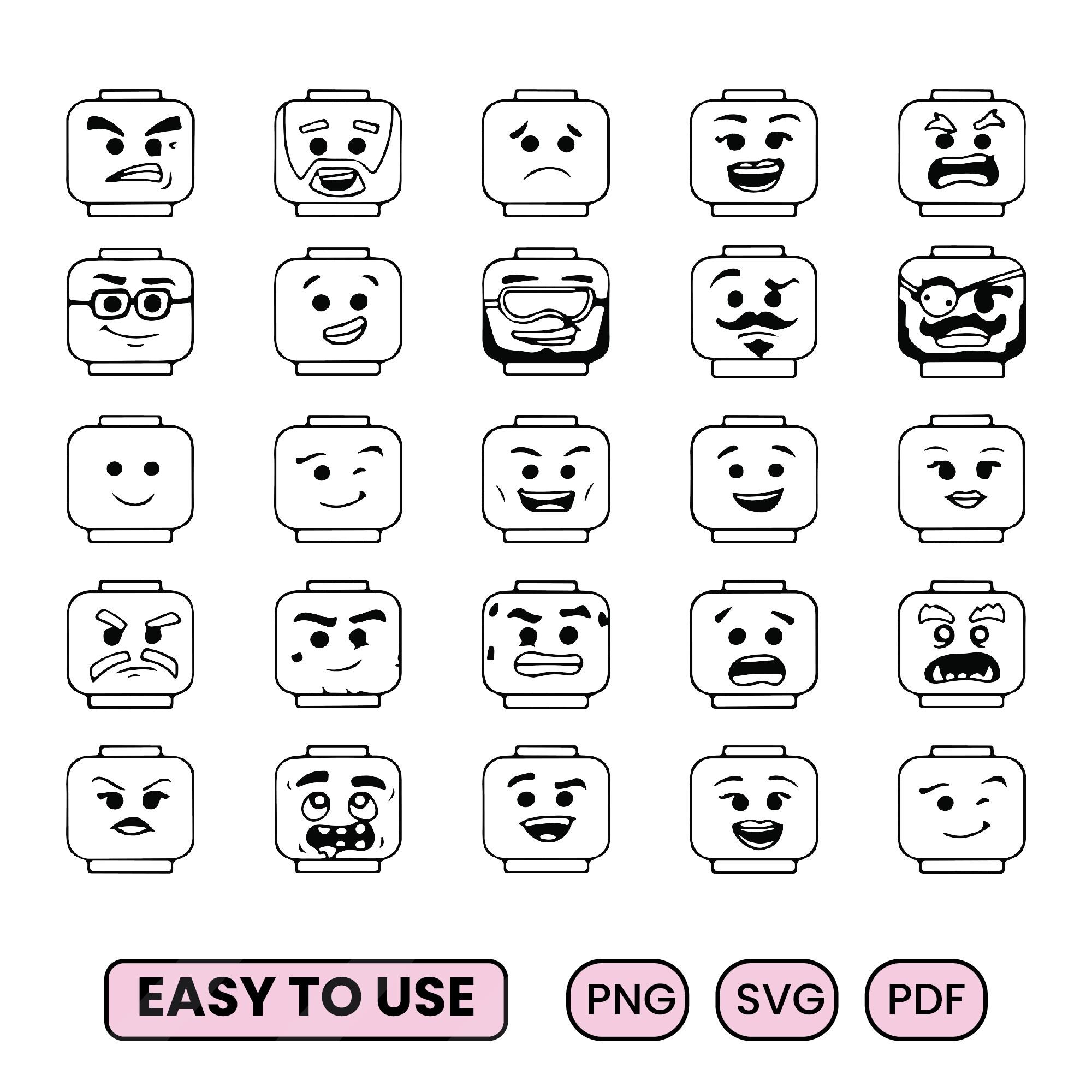Brick Faces Svg Bundle, Kids Toys Svg Png, Brick Svg Png, Building ...