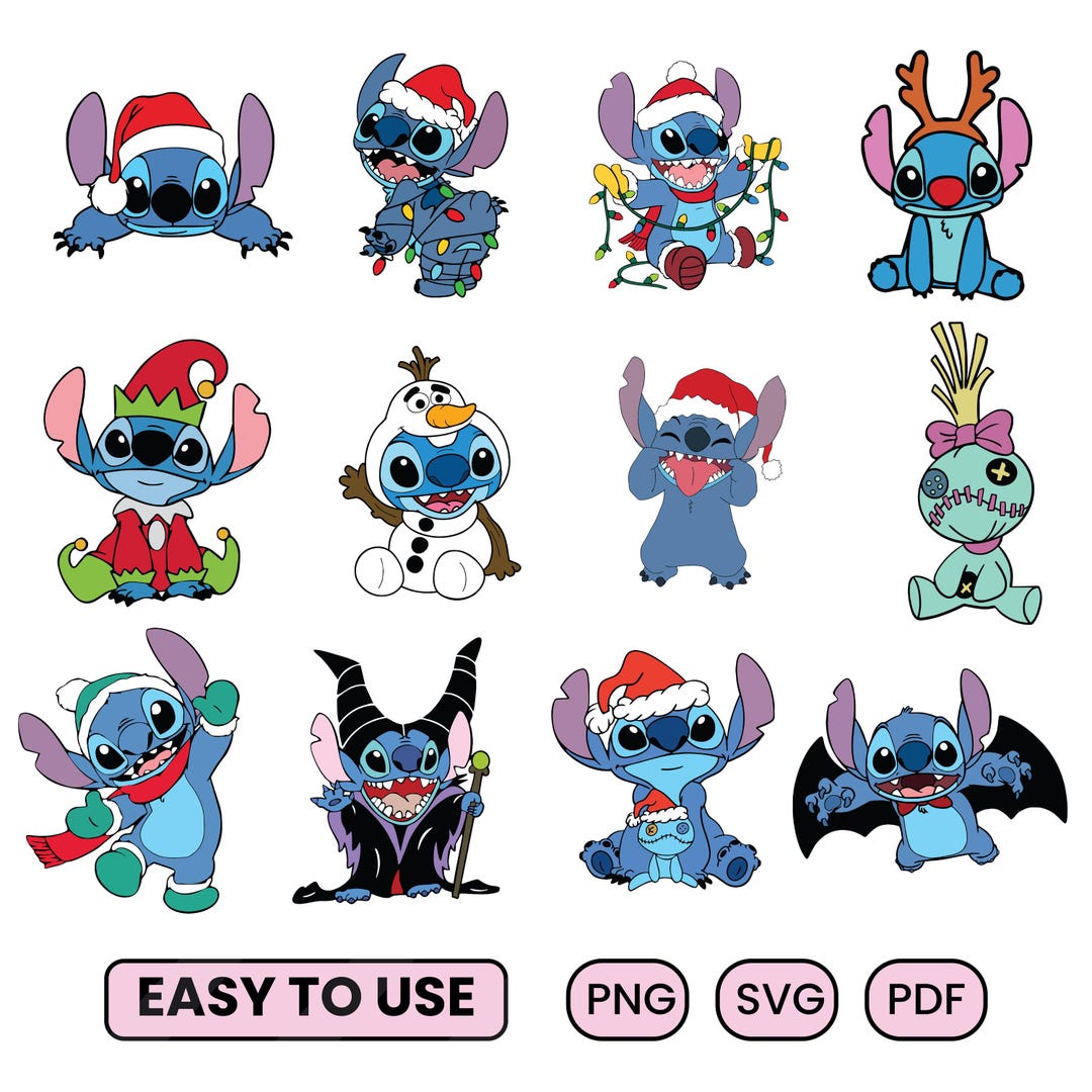 Christmas Stitch Svg, Christmas Cartoon Svg, Stitch Clipart, Christmas ...