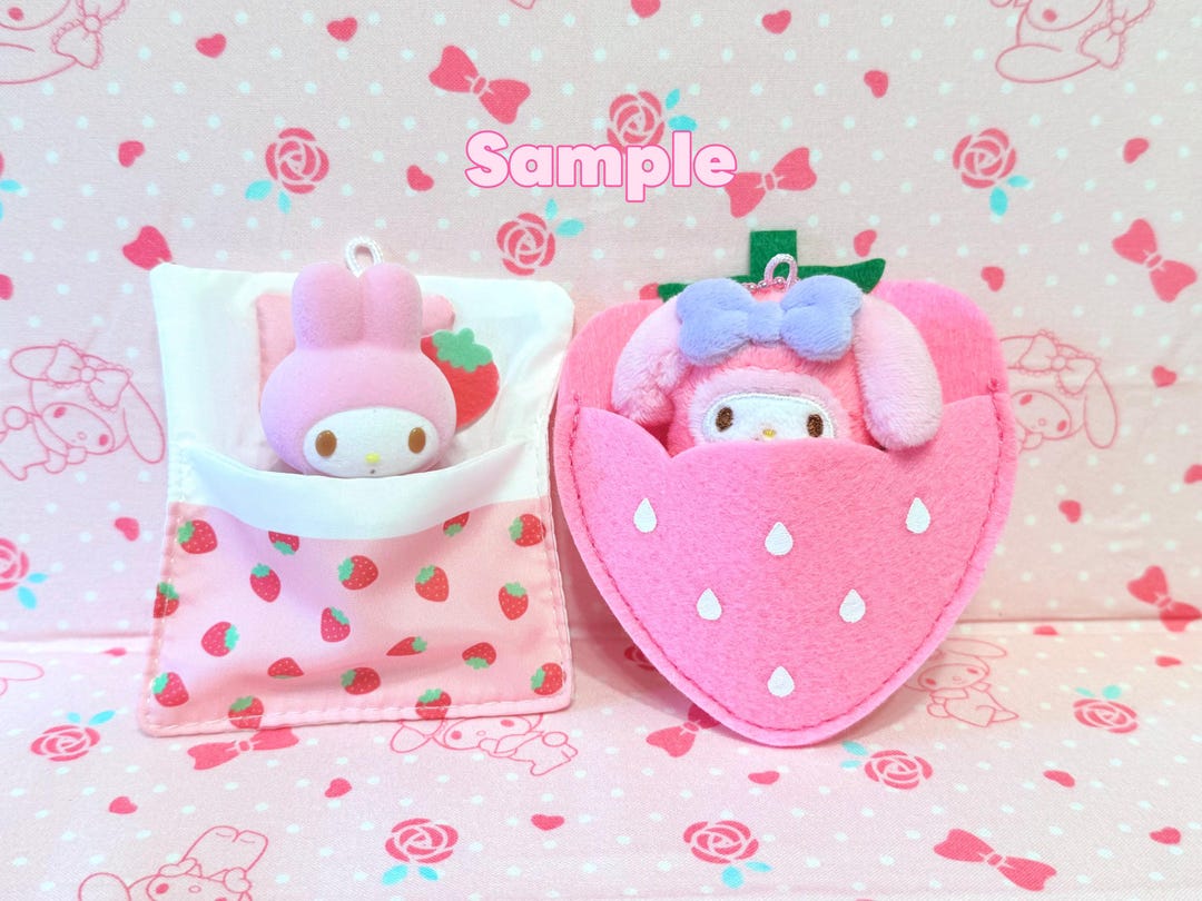 Strawberry Doll Sleeping Bag Mini Plush Bed Pouch for Keychain Plushies ...