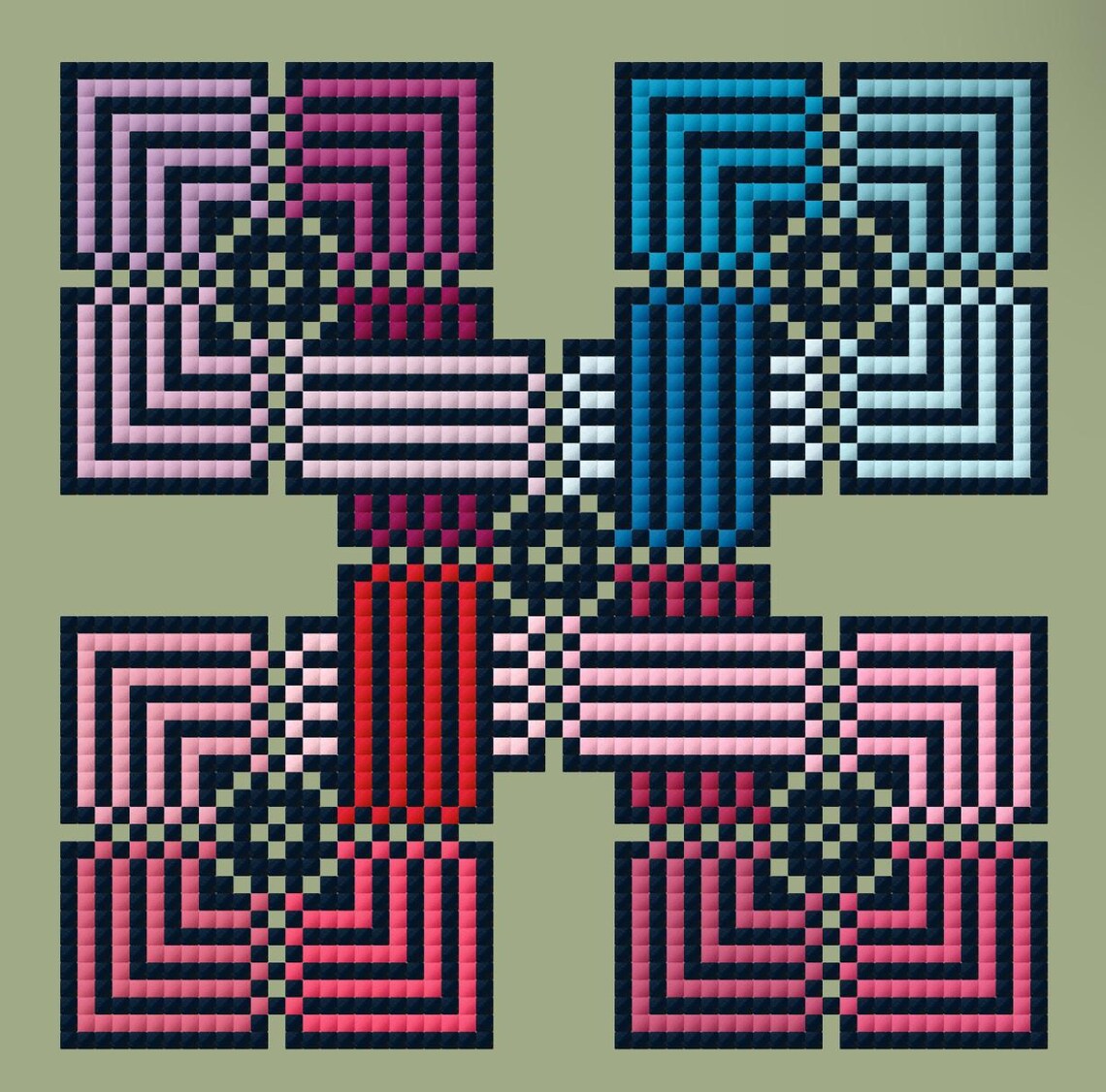 Concentric Squares Cross Stitch Pattern - Etsy