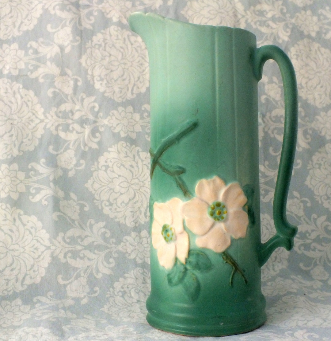 Stunning Weller Pottery Pitcher Tankard Ewer 12 in Matte Seafoam Green ...