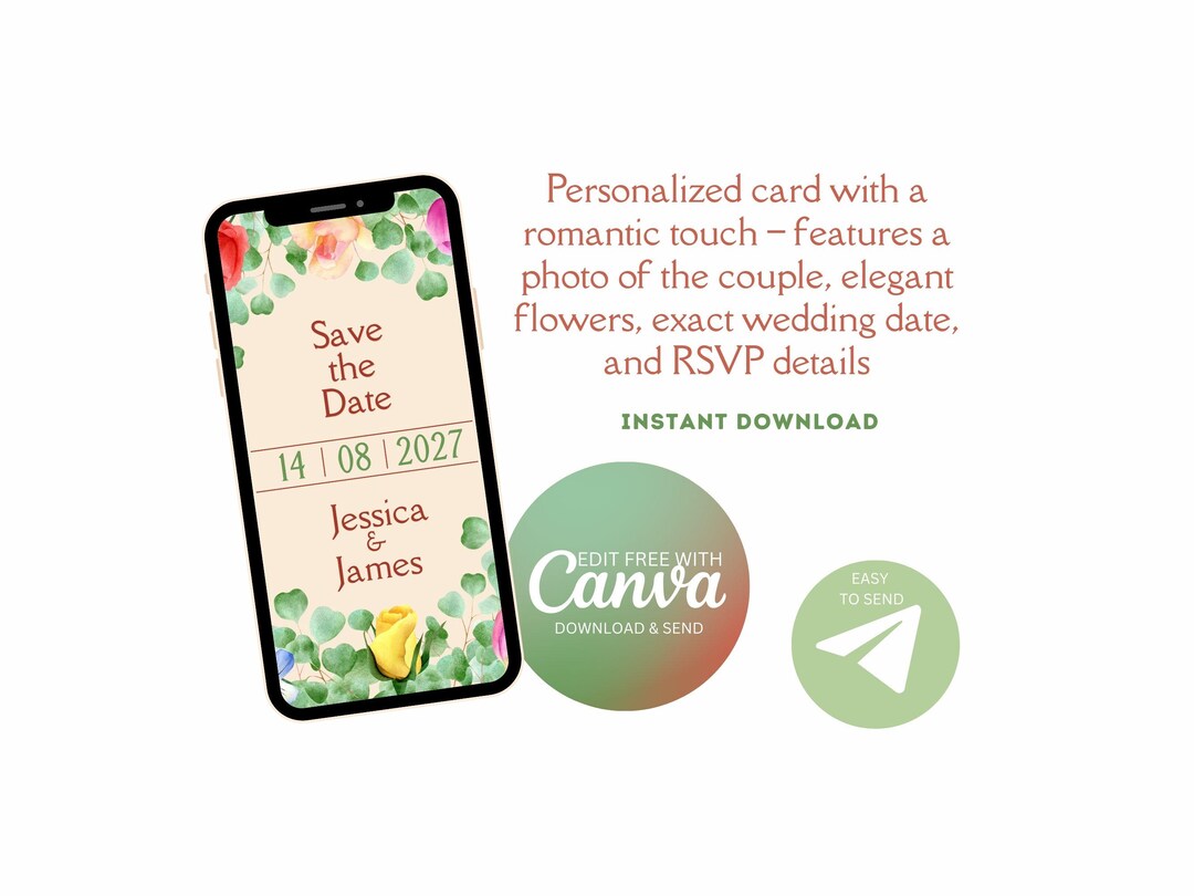 Editable Wedding RSVP Card | Custom Mobile Save the Date | Digital RSVP ...