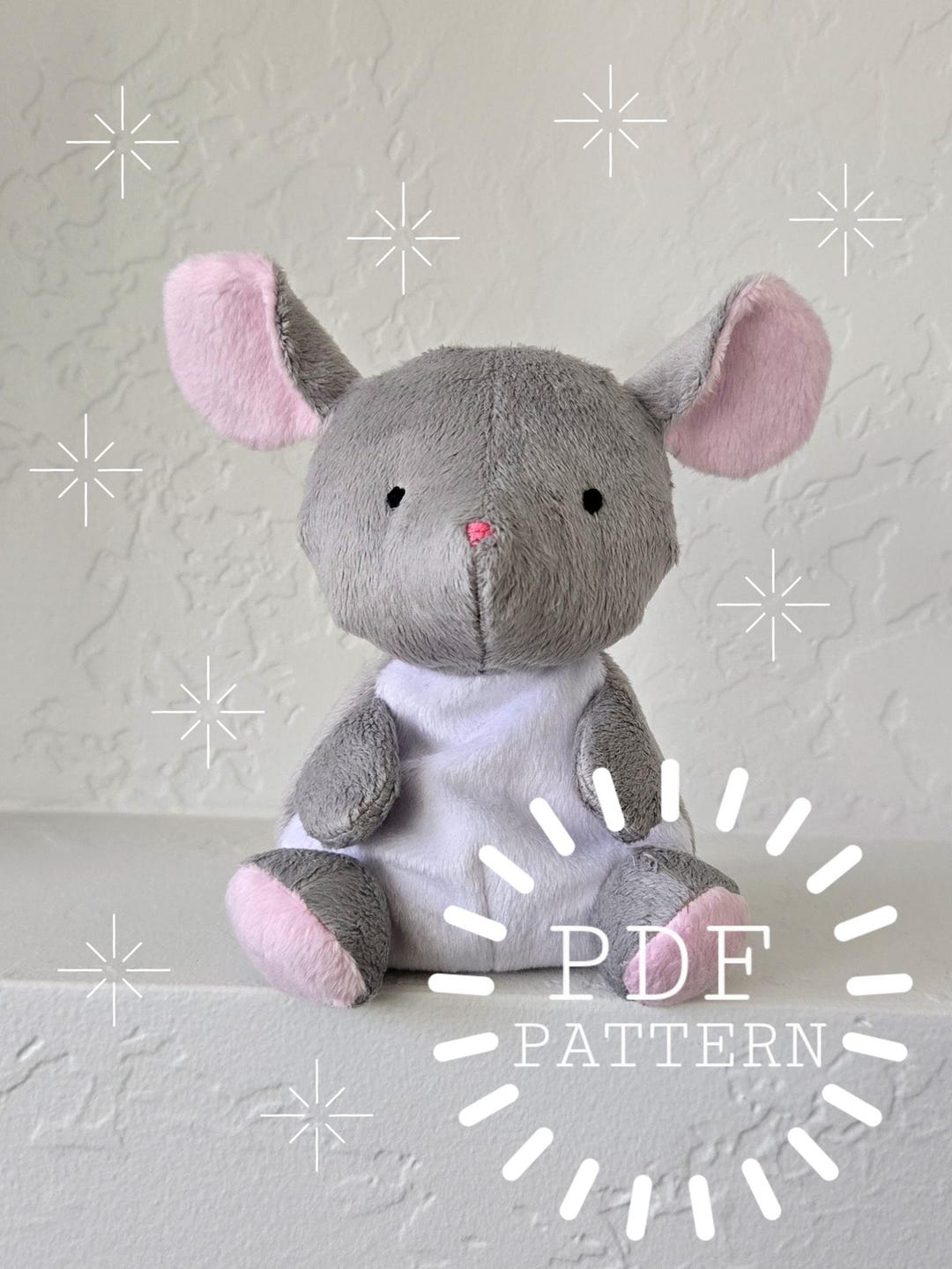 Mouse Plushie PDF Sewing Pattern and Instructions, Small Stuffed Animal ...