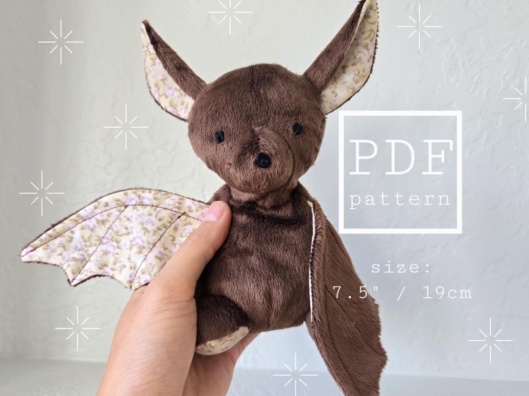 Bat Plushie PDF Sewing Pattern and Instructions, Small Stuffed Animal ...