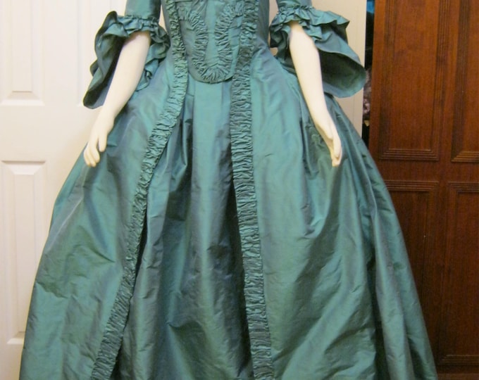 Colonial Silk Sacque Back Gown Sz 10-12 - Etsy