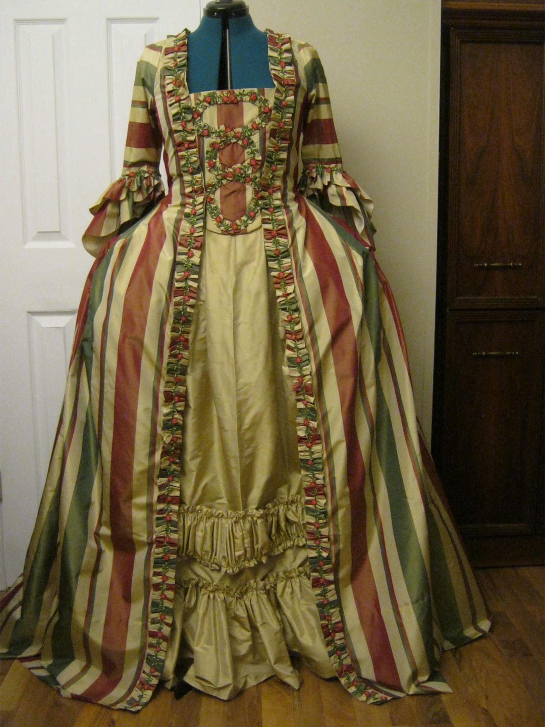 Striped Silk Sacque Back Gown Sz 14-16 - Etsy