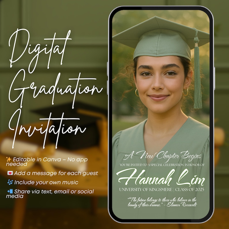 Editable Graduation Invitation: Canva Template, Class of 2025 (digital ...
