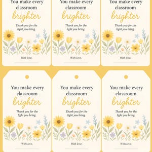 Printable Teacher Gift Tag Bundle | Floral Appreciation Tags | Editable ...