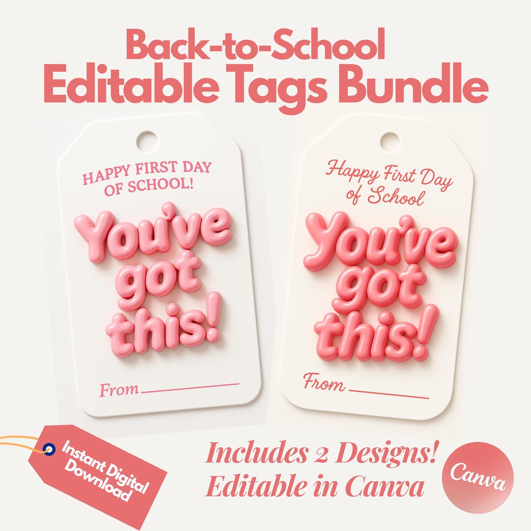 Back to School Gift Tag: Pink Encouragement Note (editable Canva ...
