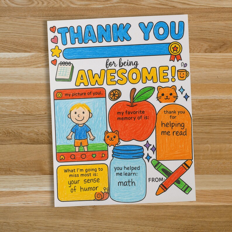 Editable Teacher Thank You Coloring Page: Student Gift (printable Canva ...