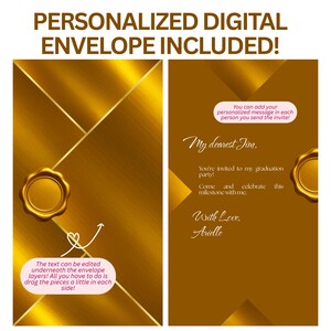 Elegant Gold Graduation Invitation for Canva, Editable Digital Grad ...