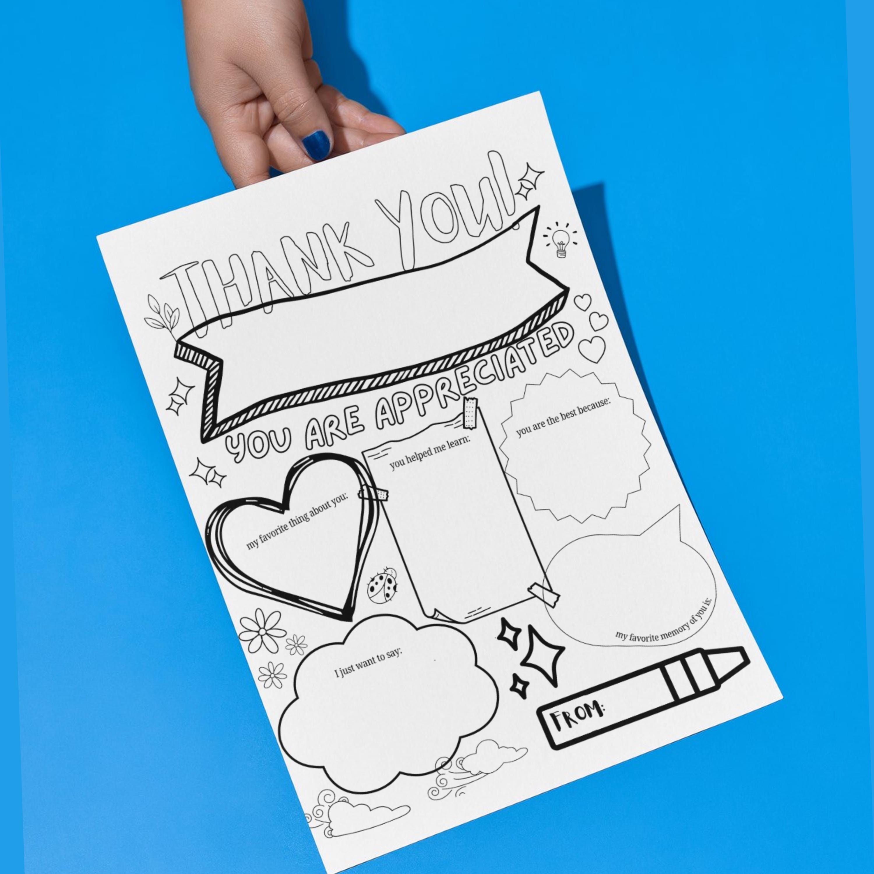 Teacher Appreciation Coloring Page: Printable Thank You Gift (canva ...