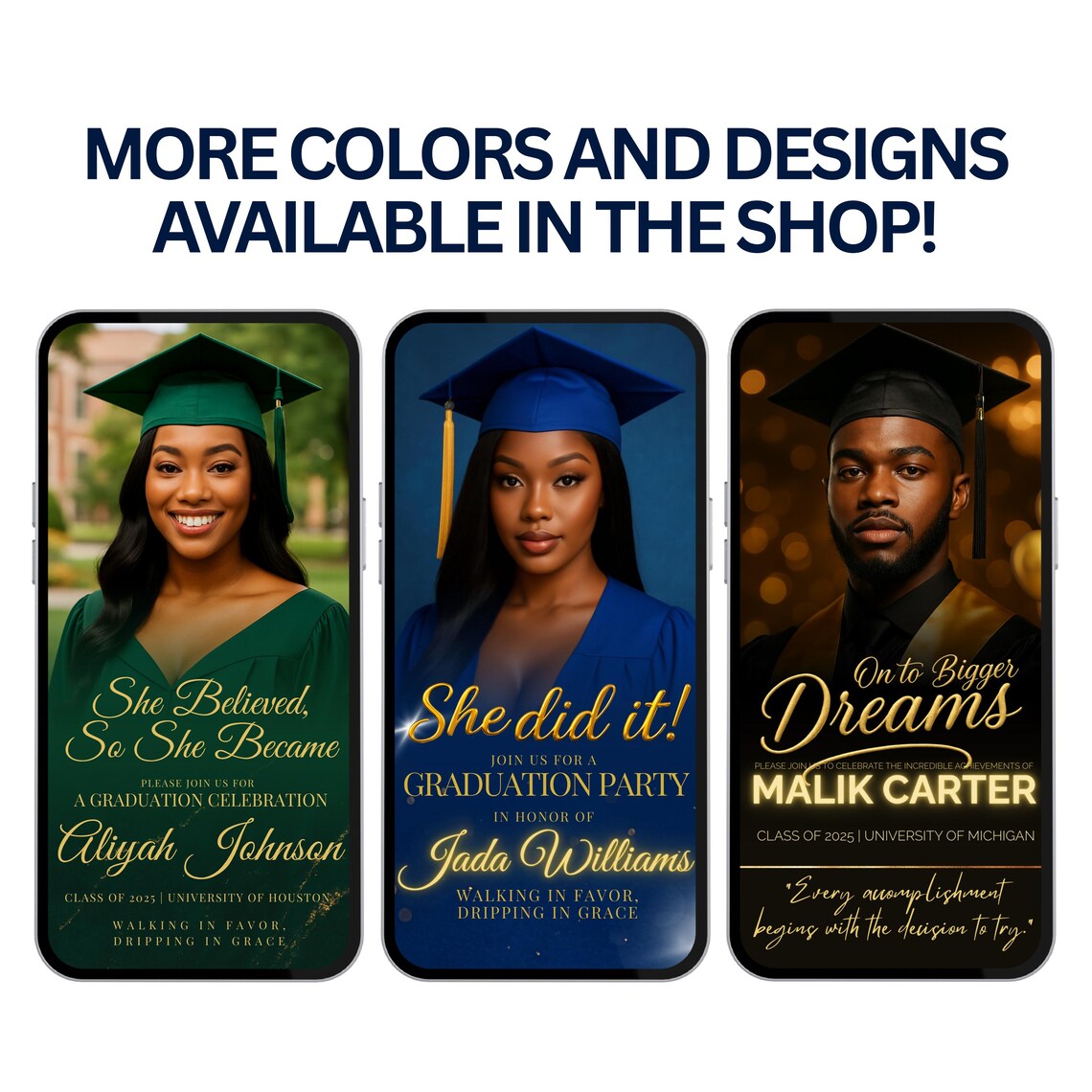 Midnight Blue Graduation Invitation, Save the Date Digital Invite ...