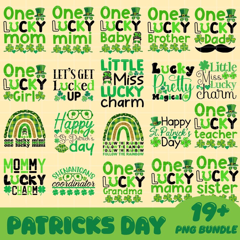 St Patricks Quotes Bundle Png, Lucky Day Sublimation Clipart (digital ...