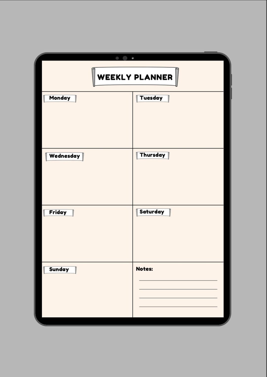 Weekly Planner Printable - Simple One-page Weekly Schedule for Tasks ...