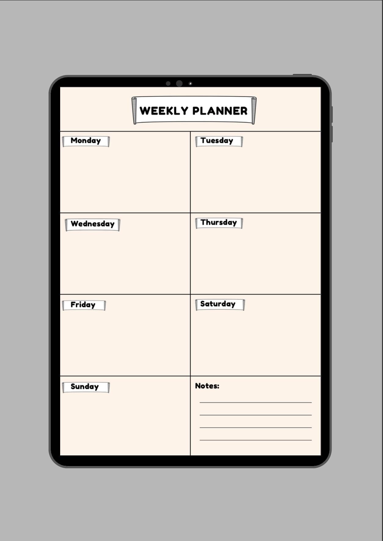 Weekly Planner Printable - Simple One-page Weekly Schedule for Tasks ...