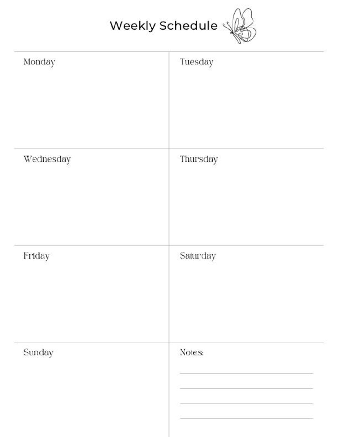 Digital Weekly Schedule Template - Etsy