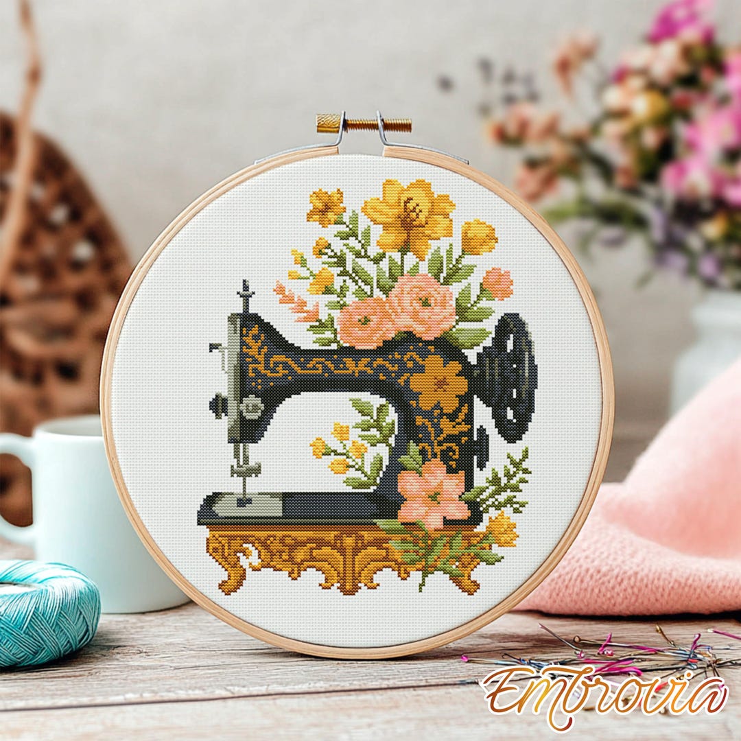 Vintage Sewing Machine Cross Stitch Pattern — Perfect Gift for Sewists ...