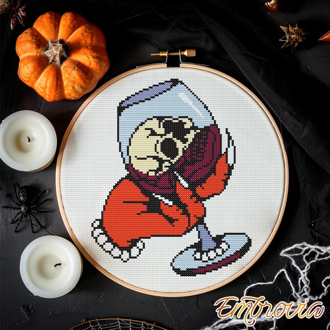Tipsy Skeleton in a Wine Glass. Cheeky Wine-themed Cross Stitch Pattern ...