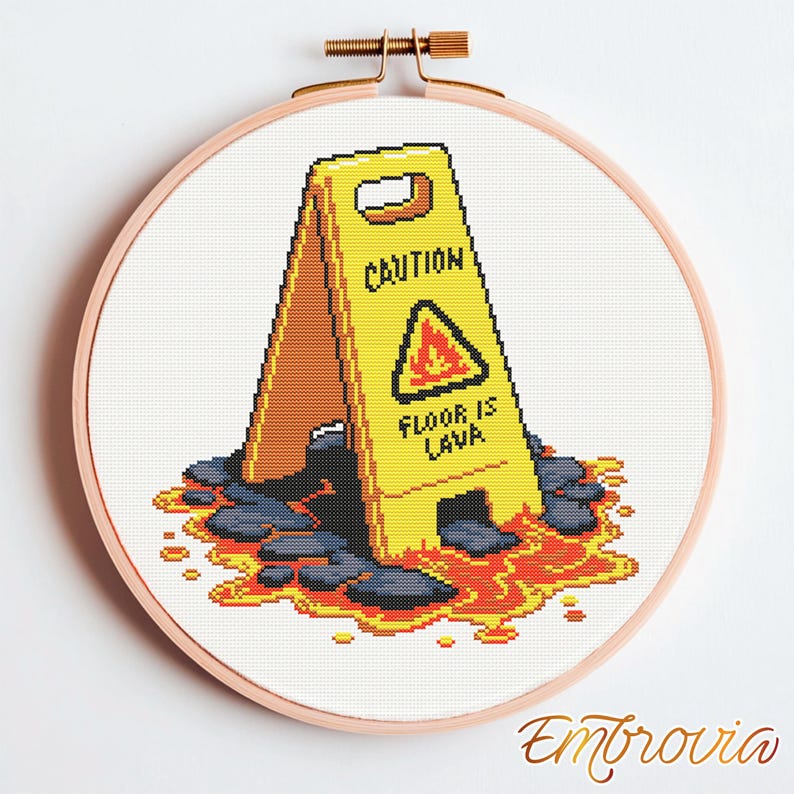 Floor is Lava Warning Sign – Funny Cross Stitch Pattern PDF, Pixel Art ...
