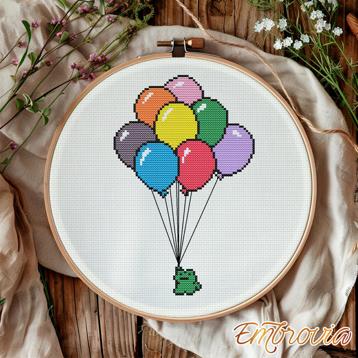 Lift-off Balloon Bouquet. Cheerful Party Balloons Cross Stitch Pattern ...