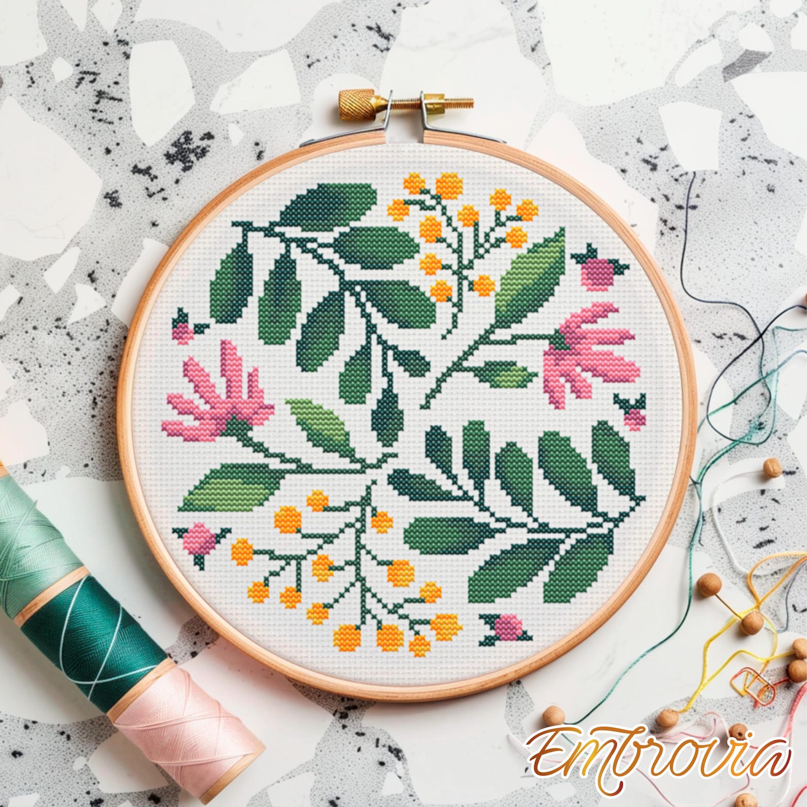 Whimsical Garden Whirl – Botanical Flower Cross Stitch Pattern PDF ...