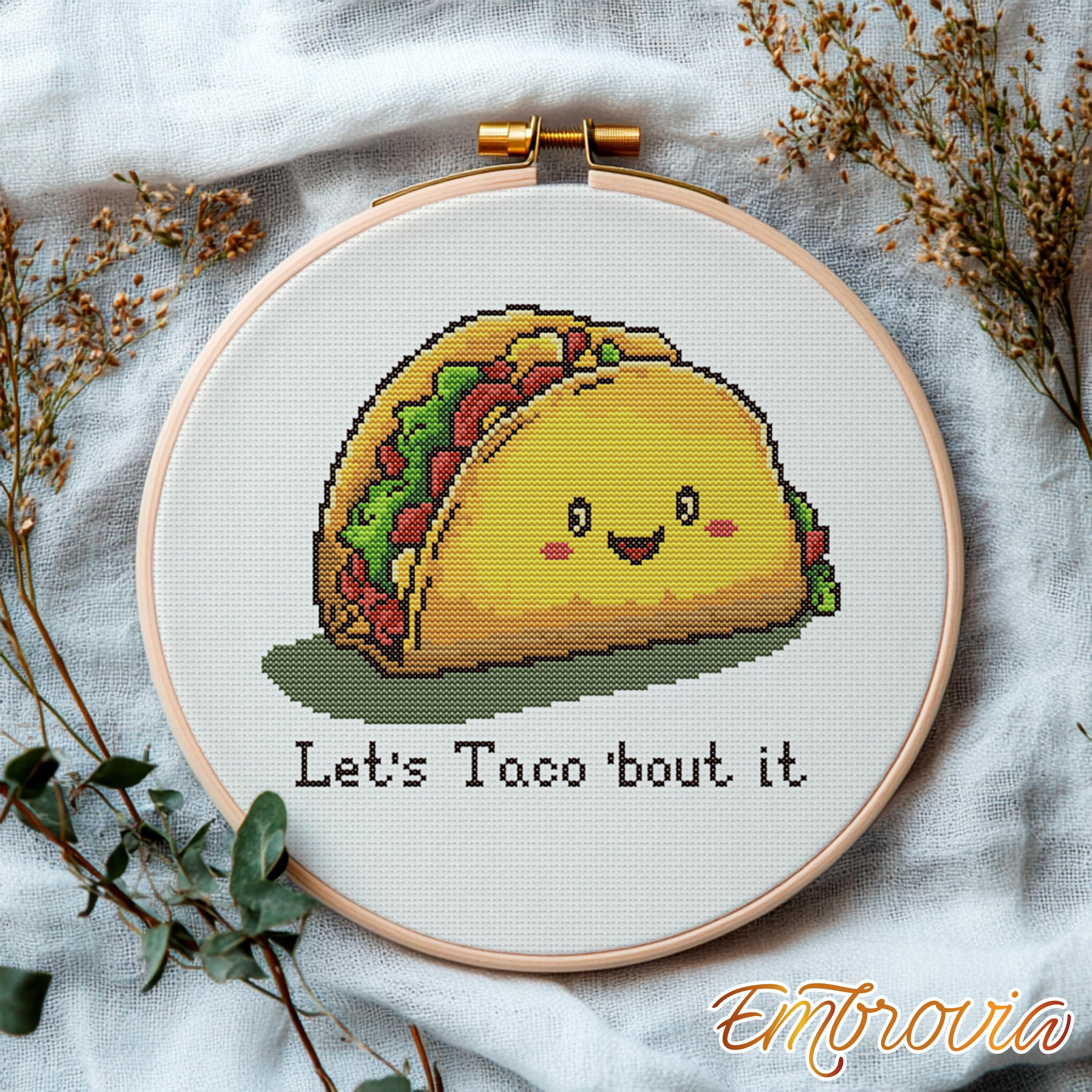 Funny Taco Cross Stitch Pattern – Kawaii Food Embroidery (PDF Download ...