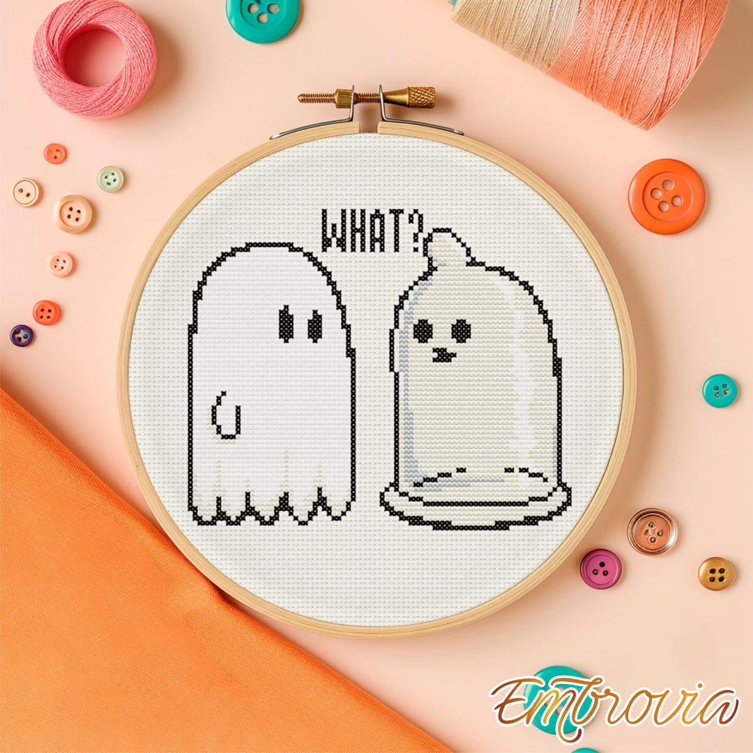 Boo… What? Funny Ghost Duo Cross Stitch Pattern • 80×67 Stitches ...