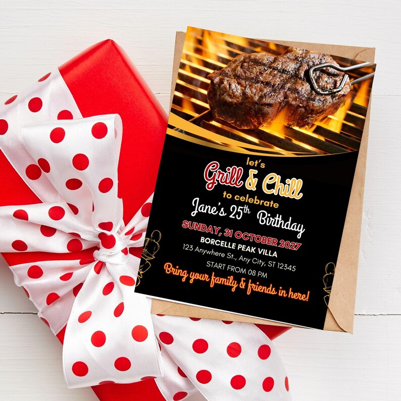 Editable BBQ Birthday Invitation Template, Grill Party (digital ...