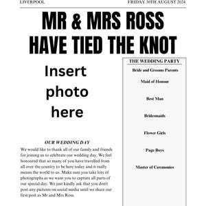 Wedding Newspaper - Etsy