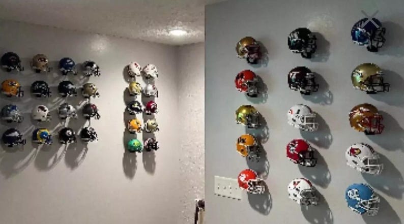 Football Mini Helmet Wall Display - Etsy
