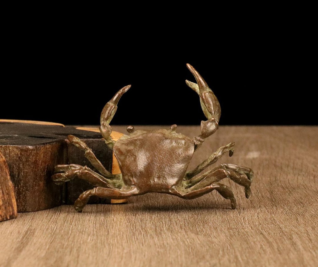 Vintage Bronze Carved Crab Statue - Etsy