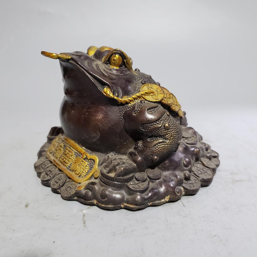 Vintage Brass Carved Toad Statue —fengshui —home Decor - Etsy
