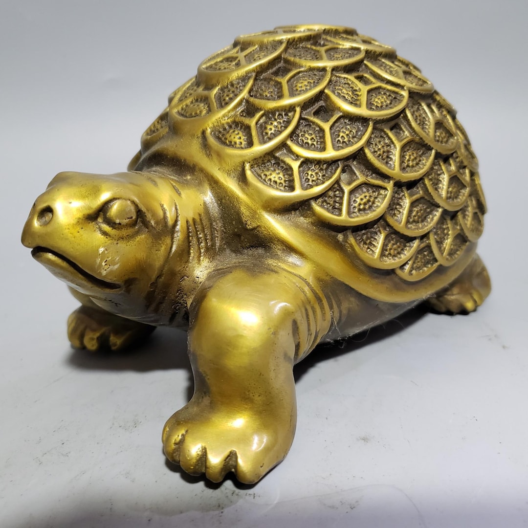 Vintage Brass Carved Turtle Statue—fengshui —home Decor - Etsy