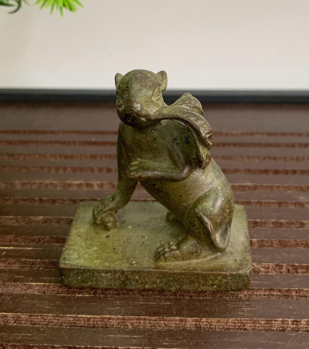 Vintage Bronze Carved Squirrel Statue, Fengshui Statue - Etsy