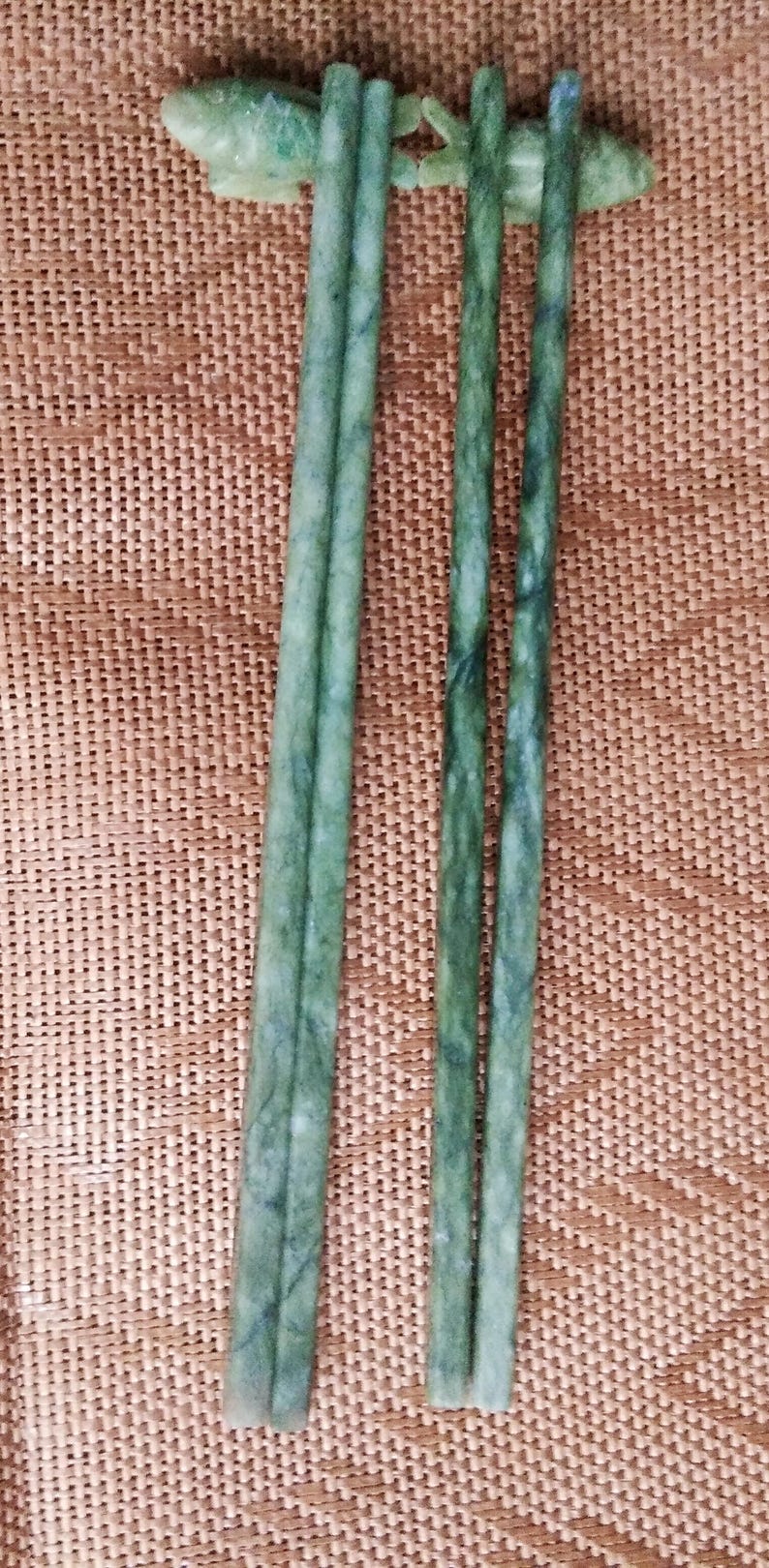 2 PCS Natural Jade Carved Chopsticks, Fish Stop. Home Decoration - Etsy