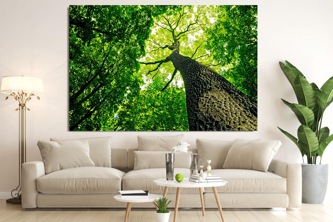 Green Oak Tree Wall Art, Tree of Life, Forest Wall Art, Extra Large ...