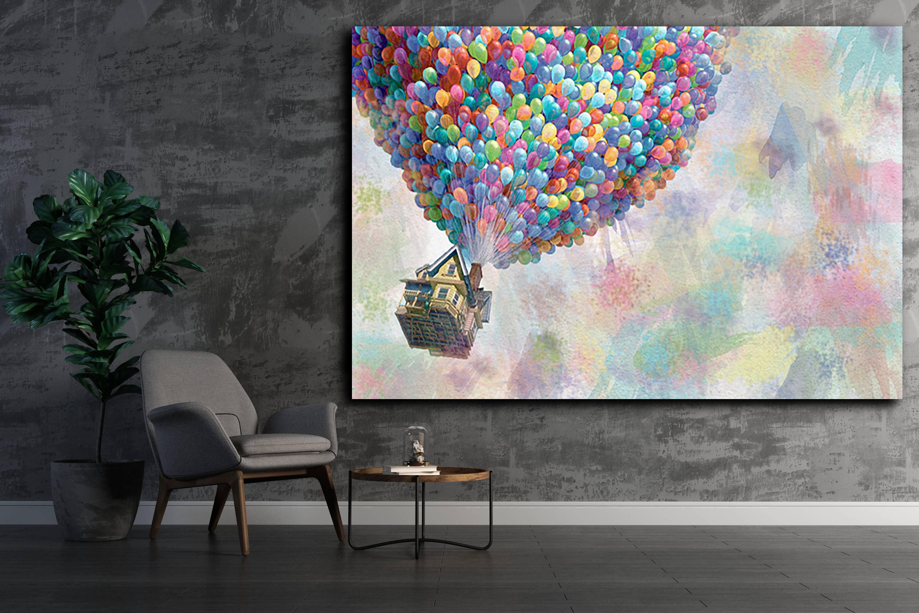 Up Pixar Balloon Wall Art, up Pixar Poster, Movie Poster, Canvas Wall ...