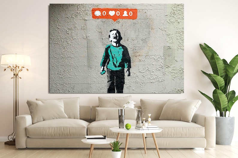 Banksy Kid Social Media Icon, Banksy Wall Art, Banksy Glass, Banksy ...
