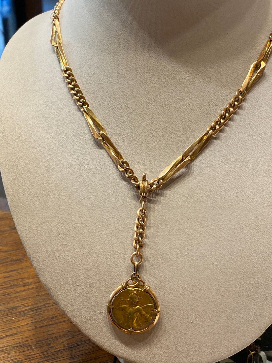 Vintage Antique French Gold Filled Fob Watch Chain Necklace 1920with ...