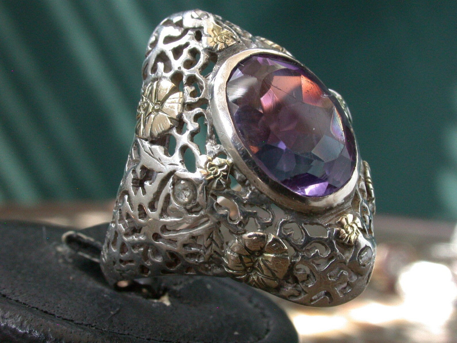 Vintage Antique Deco Victorian Edwardian 12k Gold Diamonds Amethyst ...