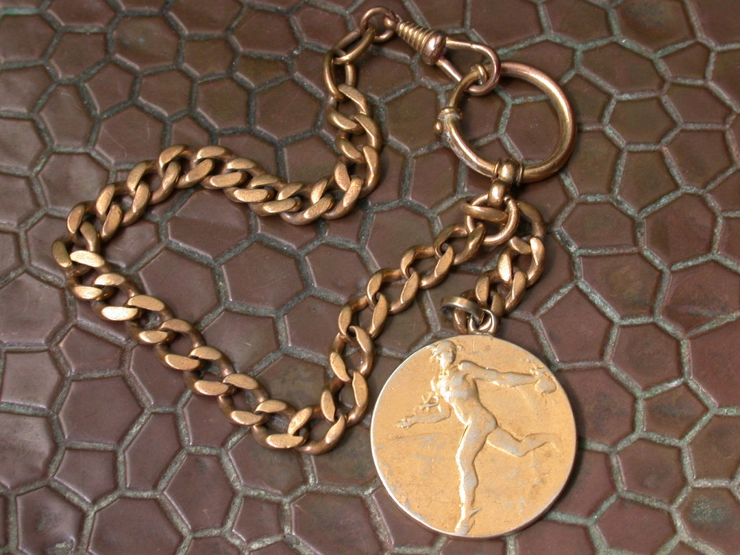 Vintage Antique Deco Victorian Nouveau Fob Chatelaine Key Watch Chain ...