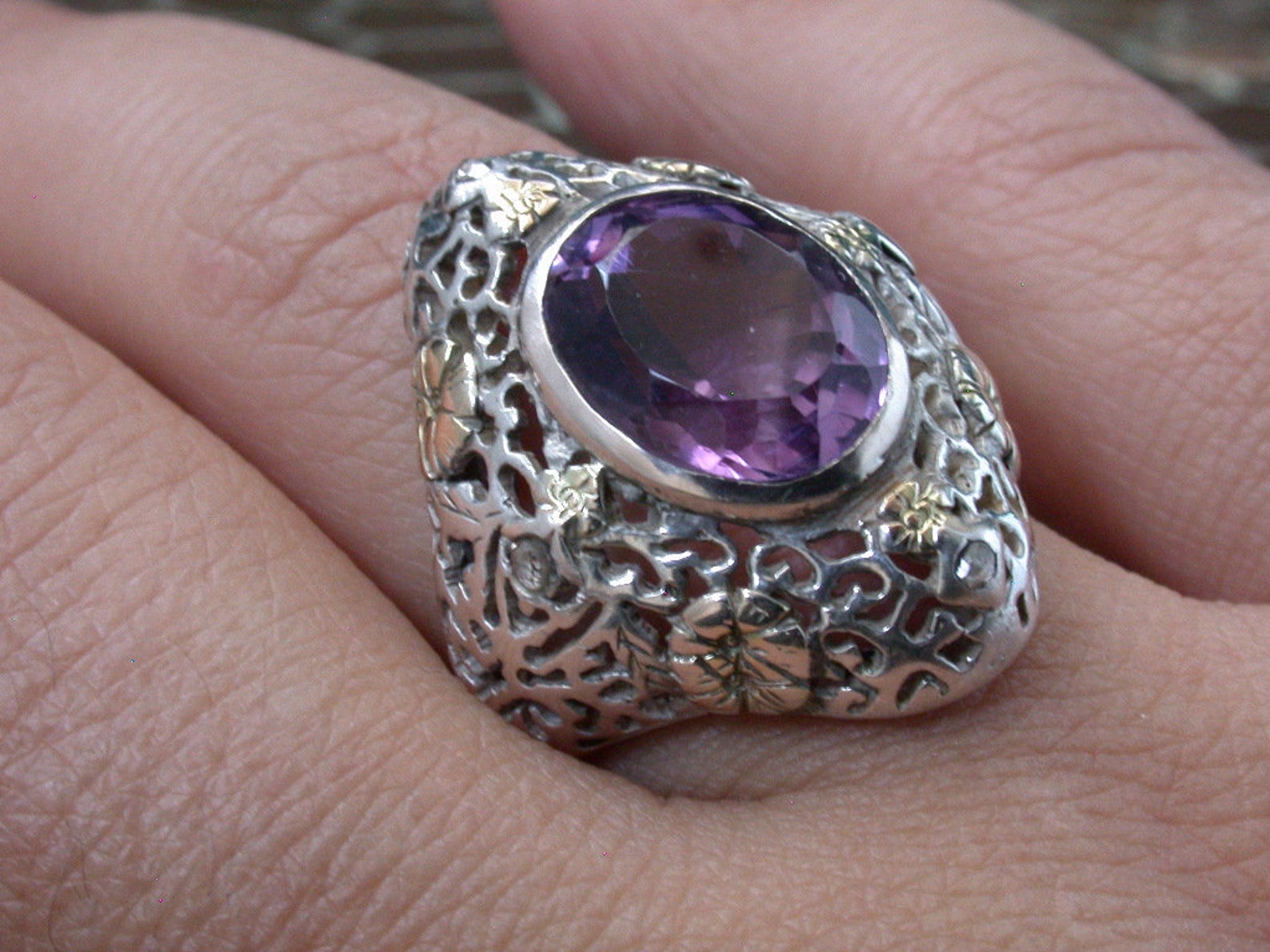 Vintage Antique Deco Victorian Edwardian 12k Gold Diamonds Amethyst ...
