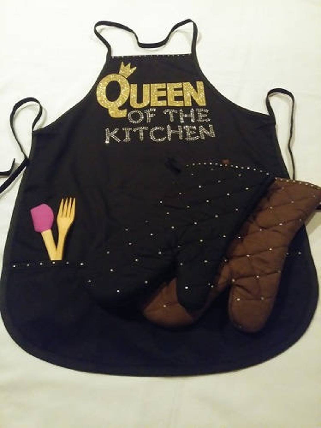 Cooking Apron queen of the Kitchen Rhinestones and Glitter With ...